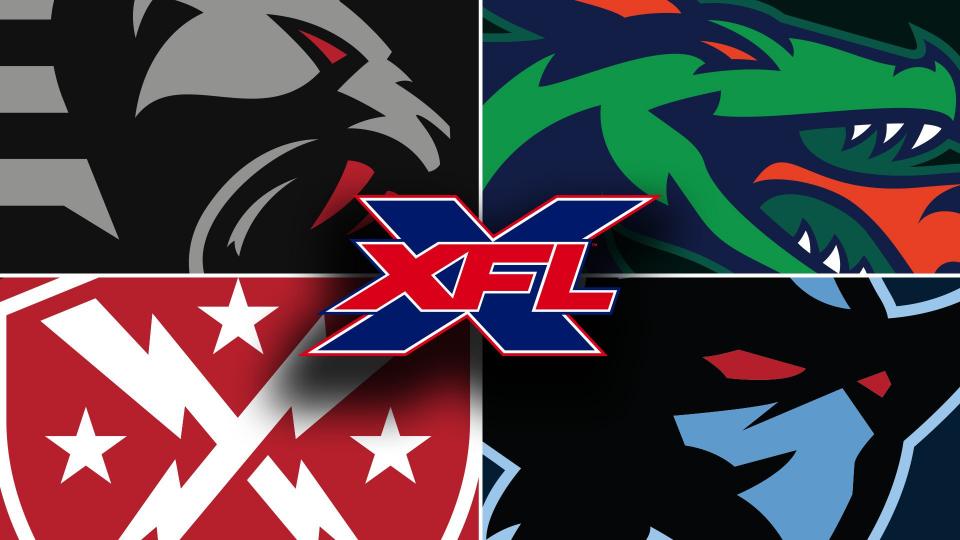 Nomes e logotipos das várias equipas da XFL